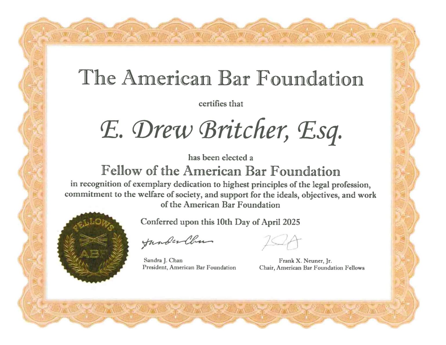 E. Drew Britcher, Esq. elected as a Fellow of the American Bar ...